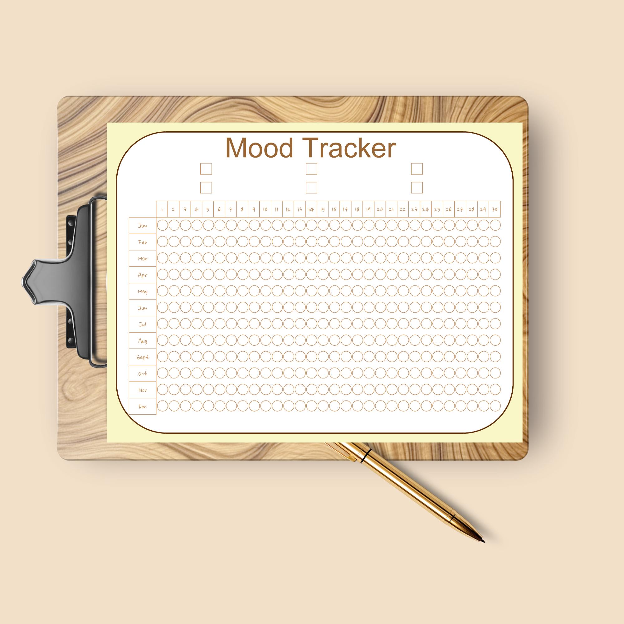 Yearly Mood Tracker Printable • Undated Mental Health Journal (PDF) - Etsy