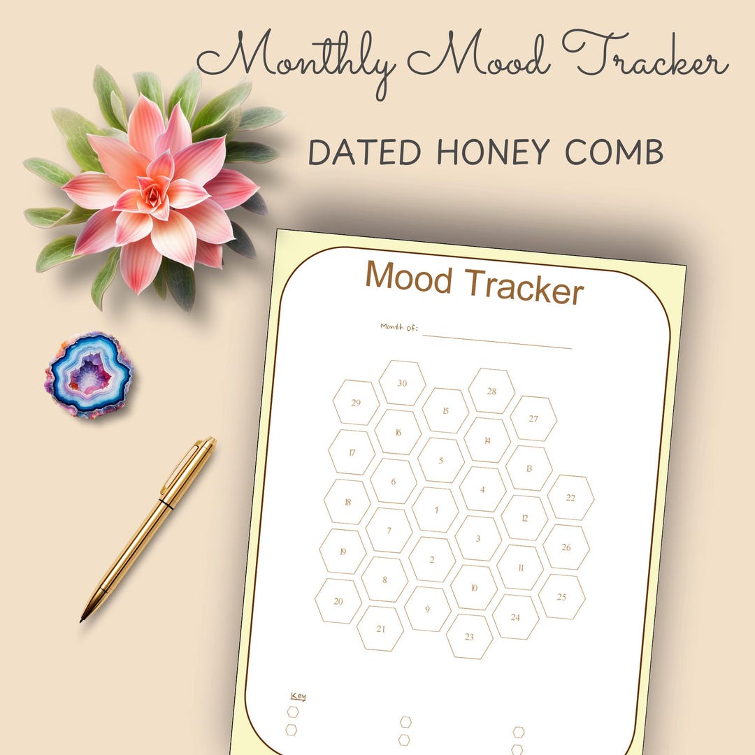 Honeycomb Mood Tracker Printable | 30 Day Mental Health Chart (PDF ...