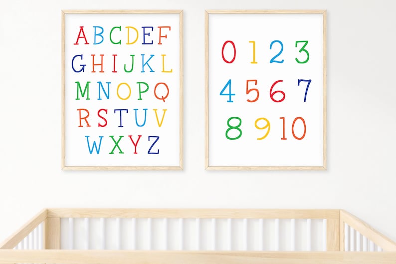 Alphabet Numbers Nursery Prints Alphabet and Numbers - Etsy