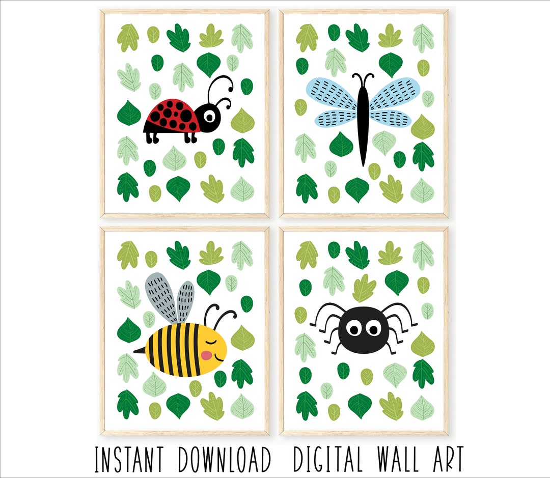 Bugs Nursery Wall Art Kids Cute Bugs Wall Decor Bug Nursery Print Bee ...