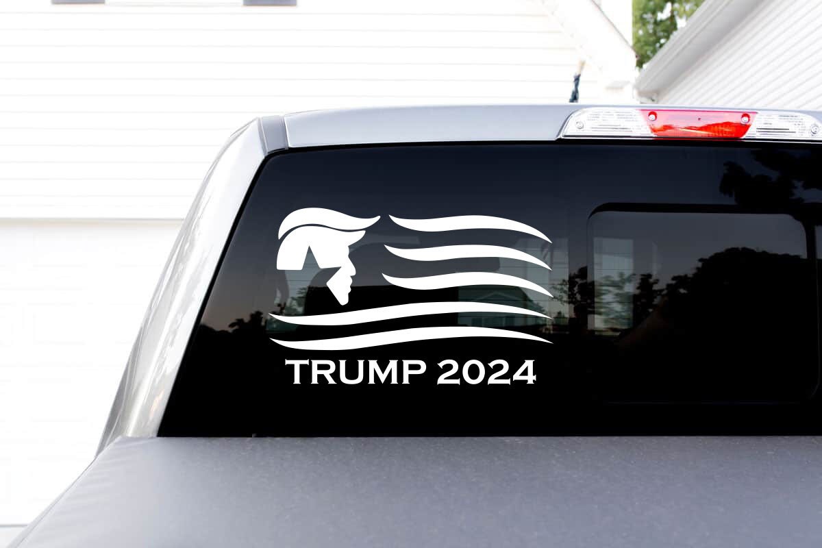 Trump 2024 Car Decal TRUMP 2024 Sticker TRUMP 2024 Waving Flag Sticker ...