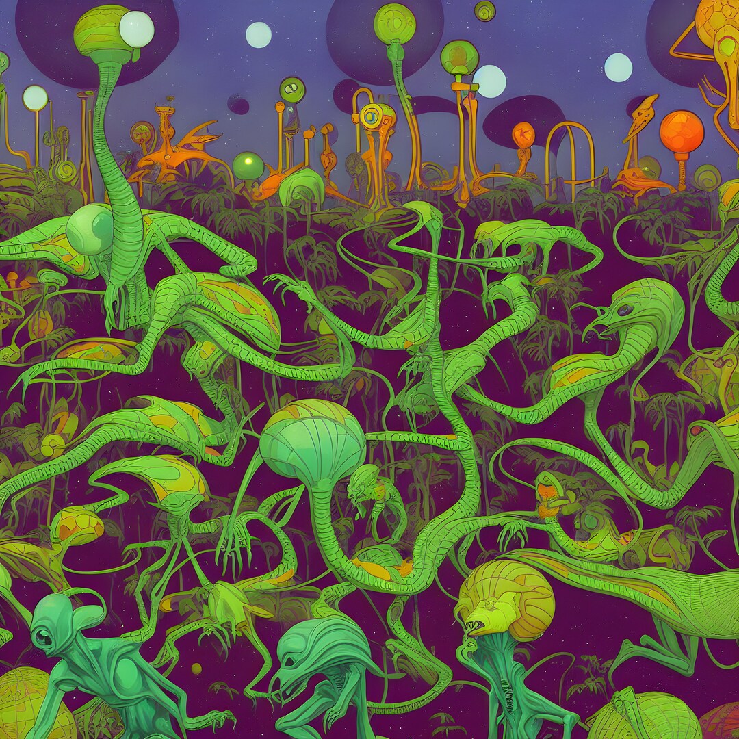 Printable Digital Art : A Walk Through the Alien Market - Etsy