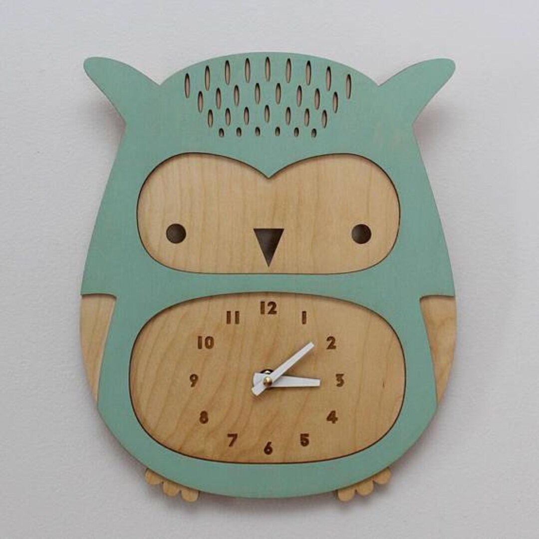 Digital Laser Cut Cnc Cute Baby Owl Wall Clock Kids Room Decor SVG Dxf ...