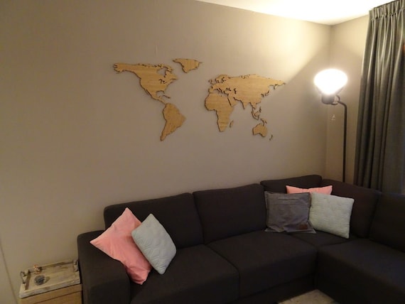 Laser Cut World Map Bamboo 1850x750mm Pdf File Designs Cnc Free Bamboo