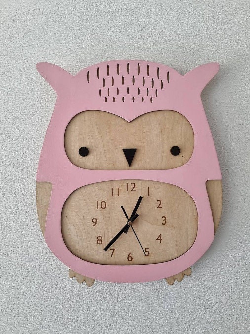 Digital Laser Cut Cnc Cute Baby Owl Wall Clock Kids Room Decor - Etsy
