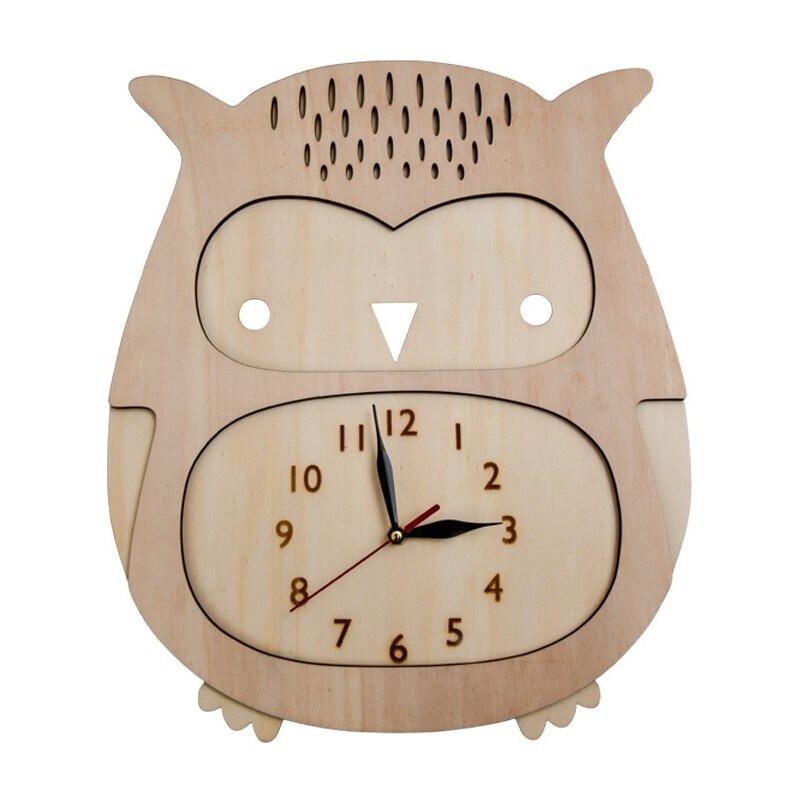 Digital Laser Cut Cnc Cute Baby Owl Wall Clock Kids Room Decor - Etsy