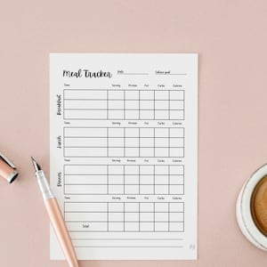 Minimalist Meal Tracker Template Printable Digital Download Template ...