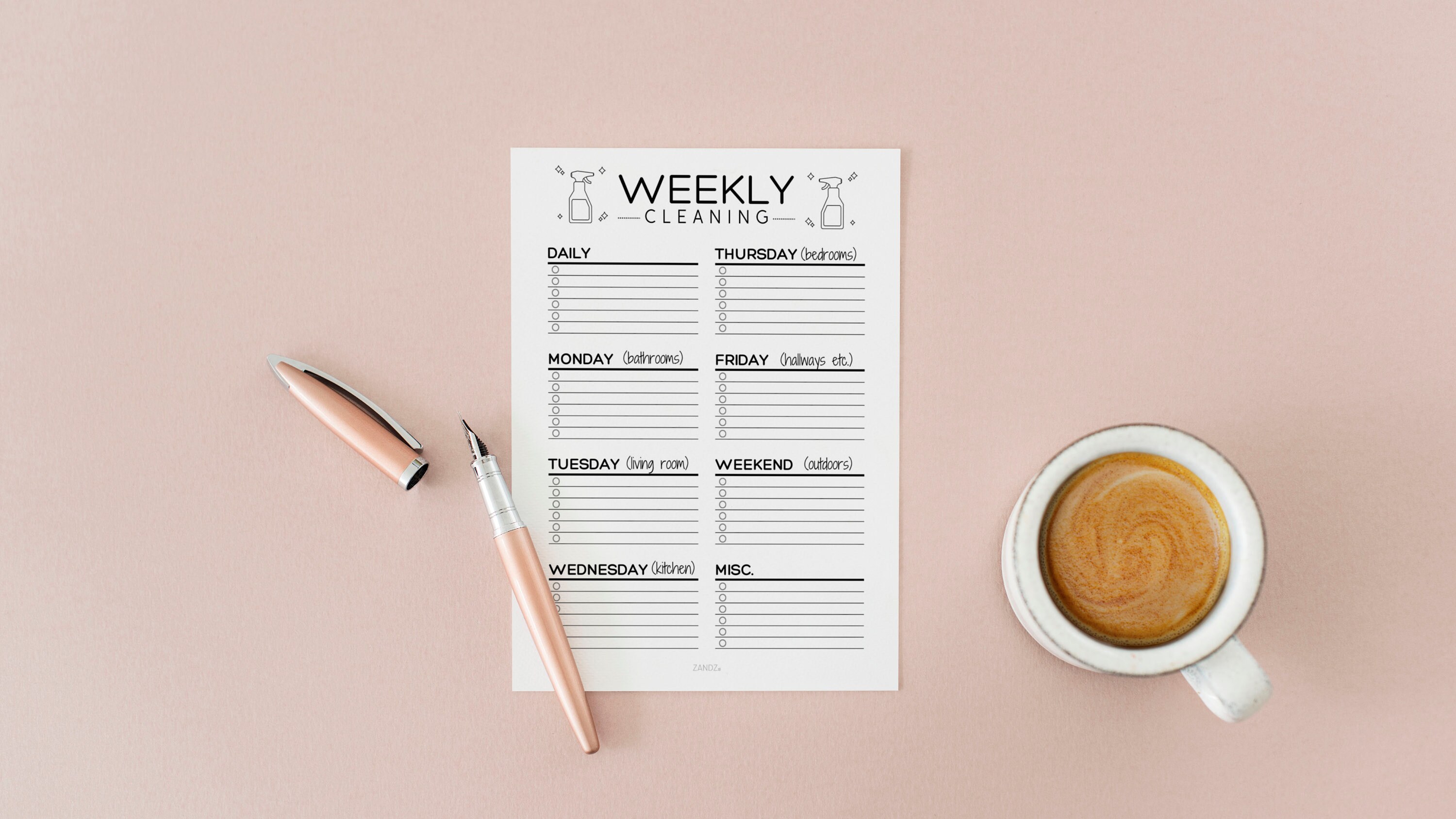 Minimalist Weekly Cleaning Checklist Template Printable Digital ...