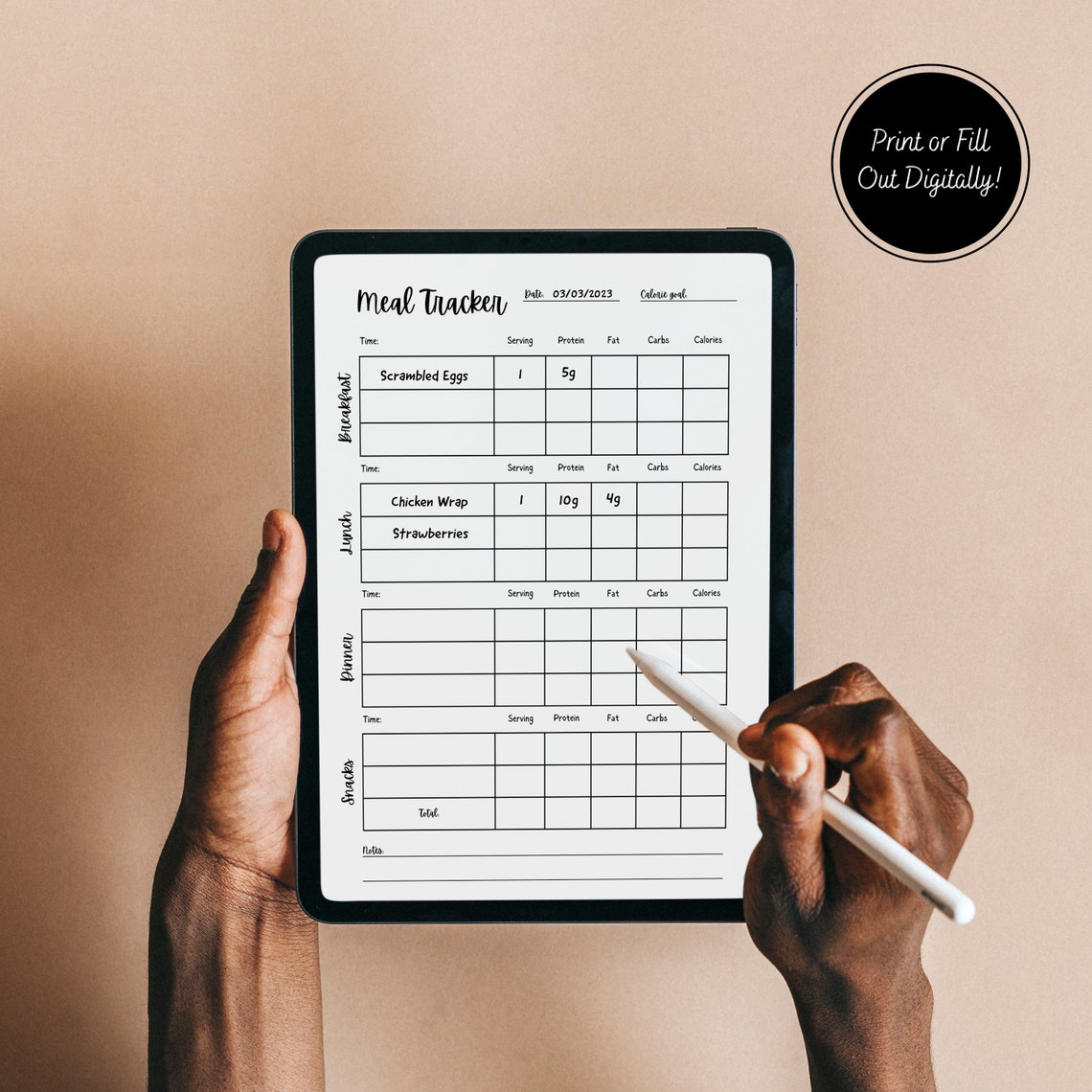 Minimalist Meal Tracker Template Printable Digital Download Template ...
