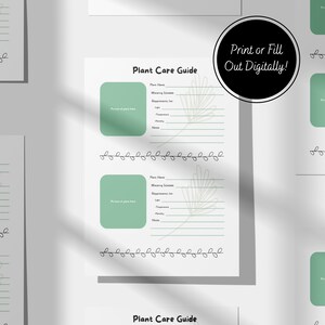 Plant Care Guide Template Printable Digital Download Template - Instant ...