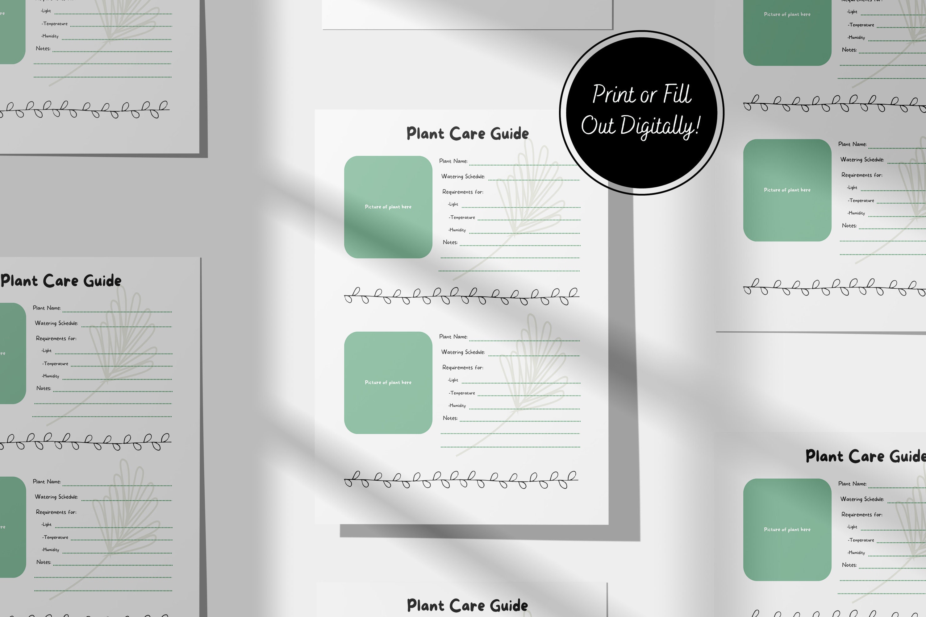 Plant Care Guide Template Printable Digital Download Template - Instant ...