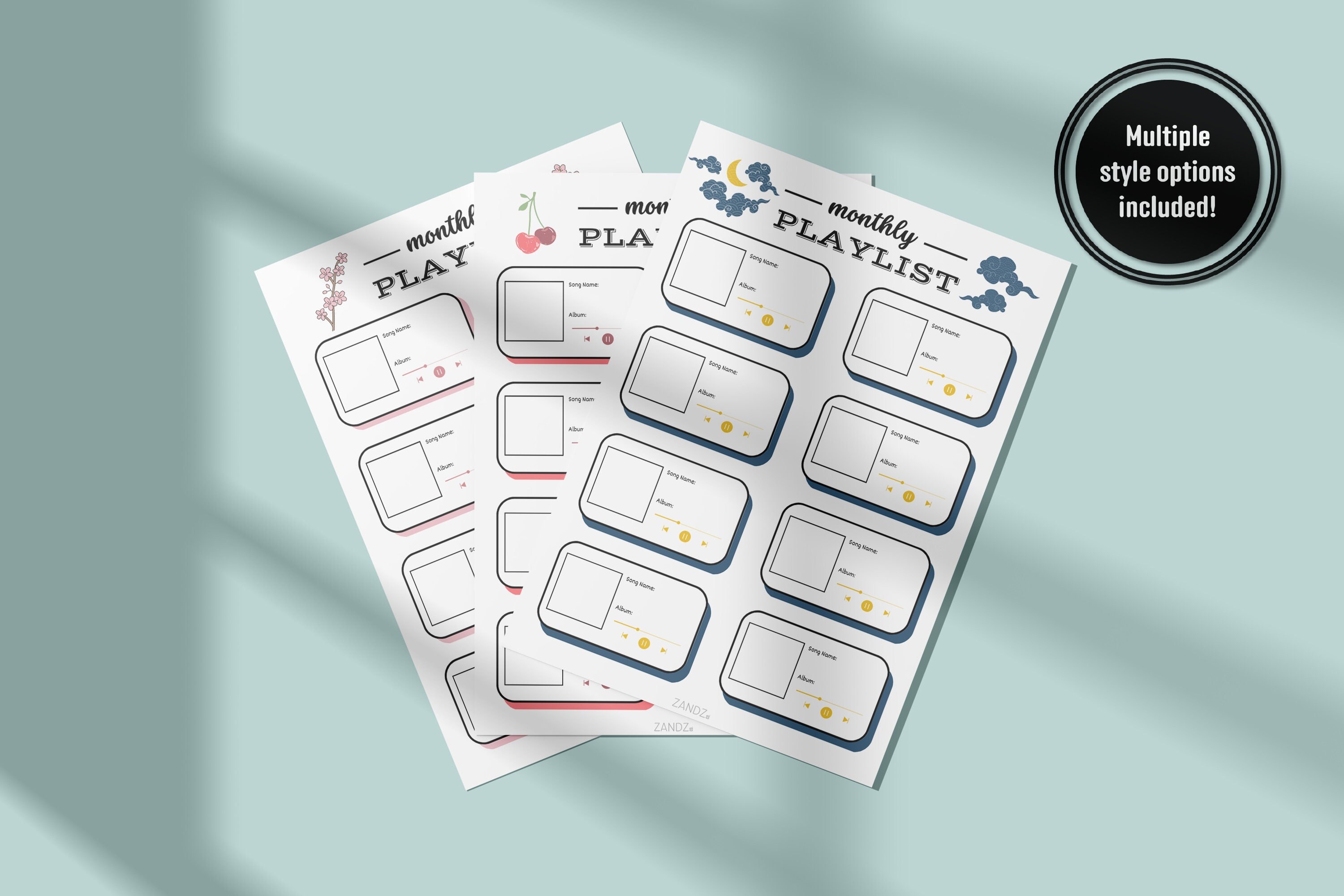 Monthly Music Playlist Journal – Printable Planner Layout (digital ...