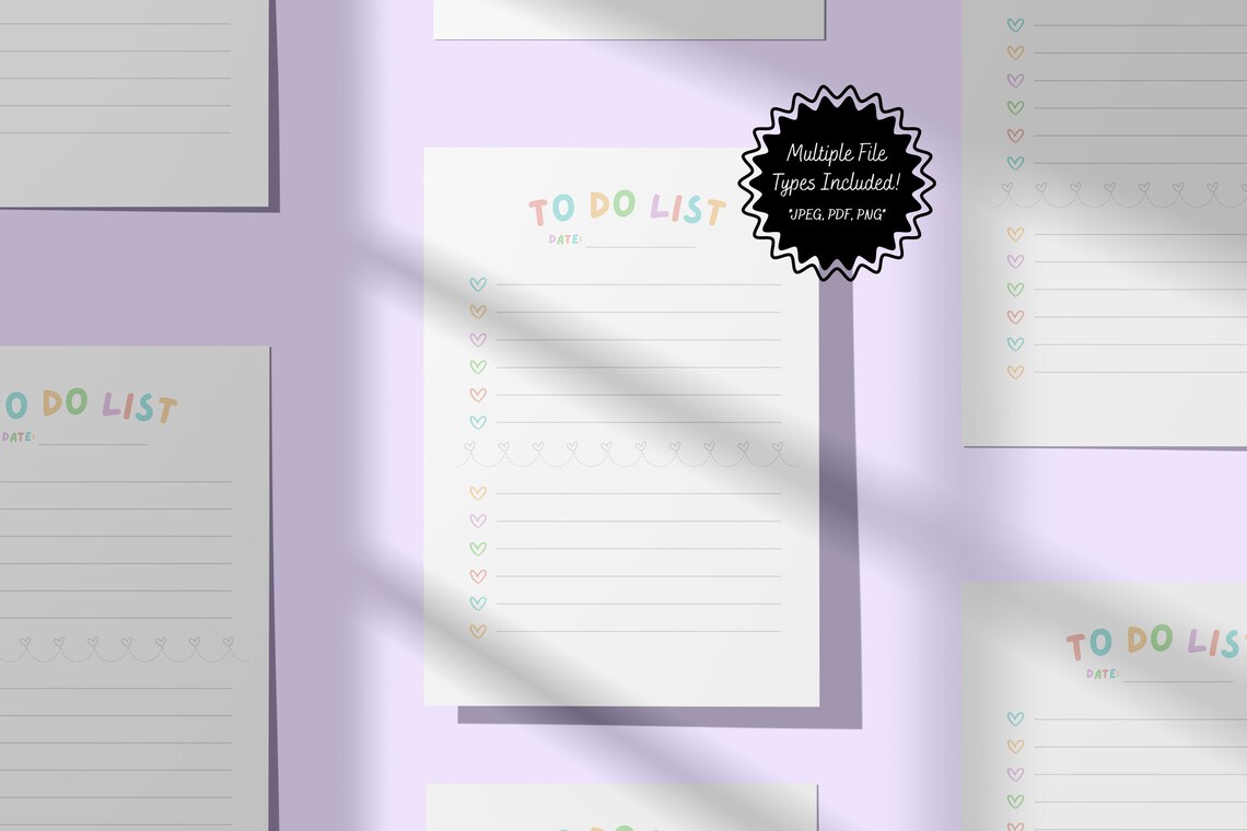 Cute Pastel to Do List Template Printable Digital Download - Instant ...