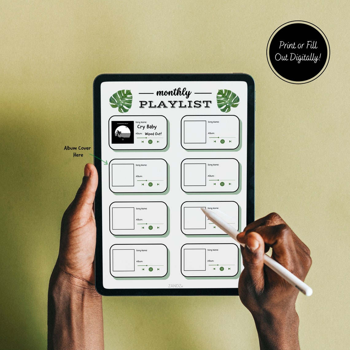 Monthly Music Playlist Journal – Printable Planner Layout (digital ...