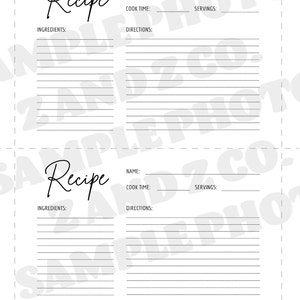 Minimalist Recipe Card Template – Printable Instant Download - Etsy