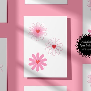 3 Pc Bundle Valentine's Day Clipart Heart Flower Daisies SVG, JPG, PNG ...
