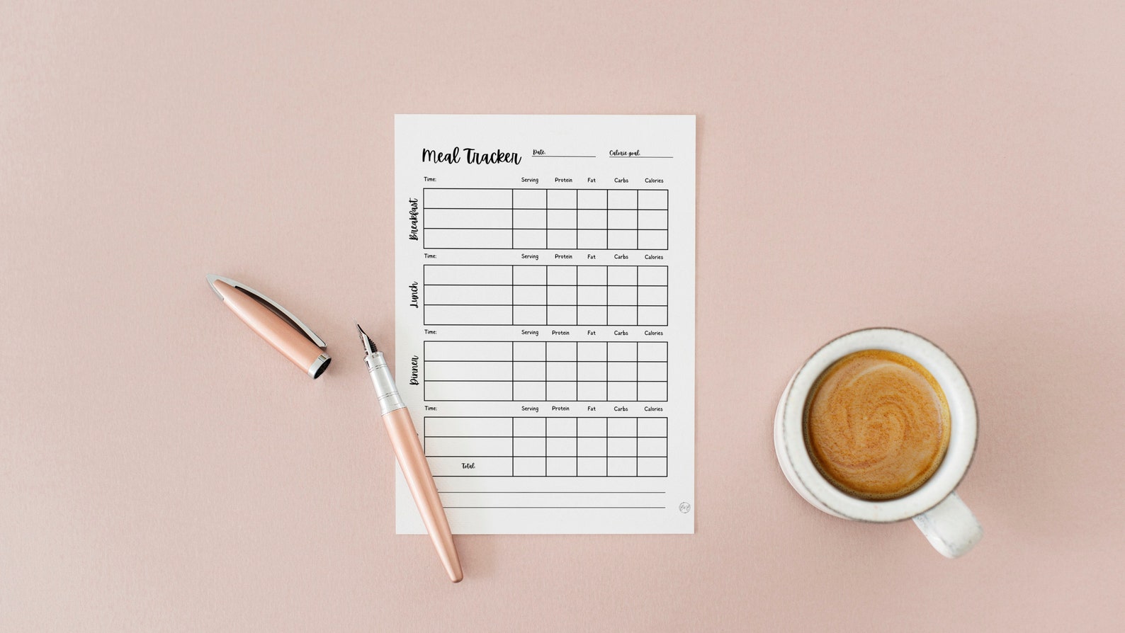 Minimalist Meal Tracker Template Printable Digital Download Template ...
