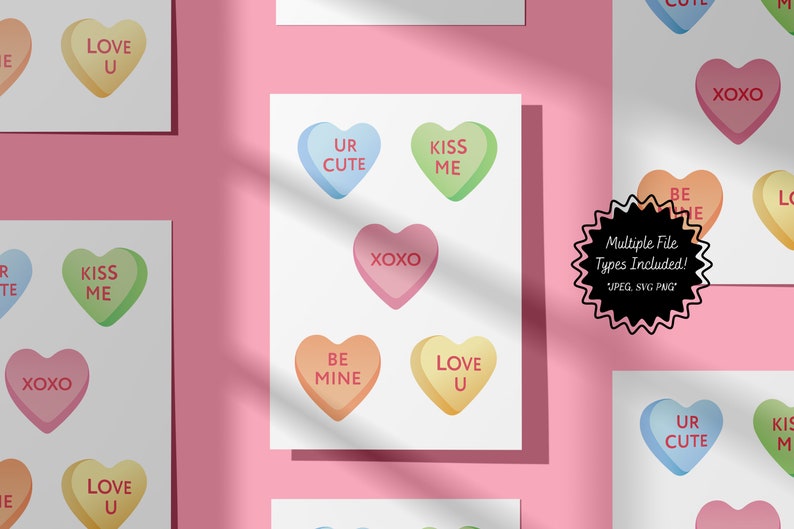 5 Pc Bundle Valentine's Day Clipart Candy Conversation Hearts SVG, JPG ...