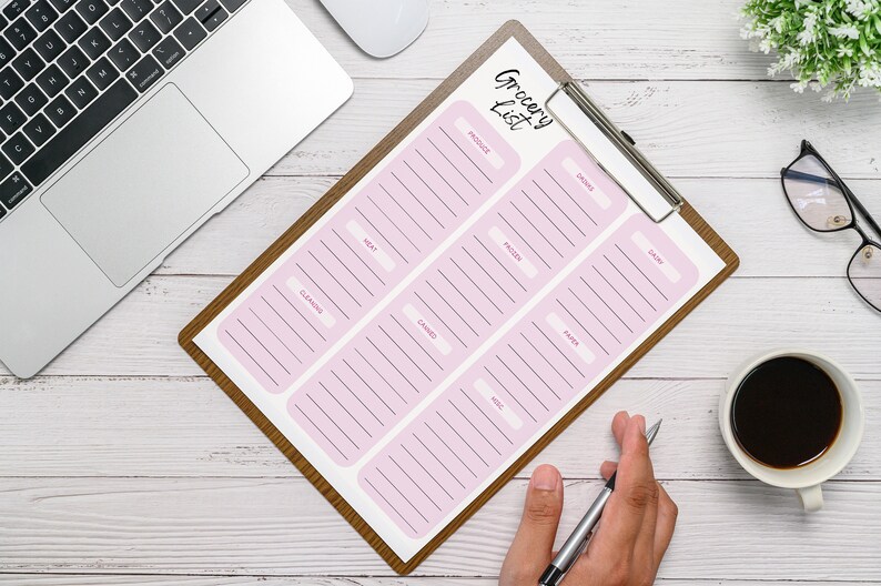 Cute Pink Grocery List Template Printable Digital Download Template ...