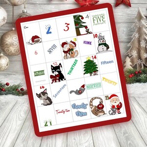 Cat Christmas Advent Calendar. Printable for Kids - Etsy