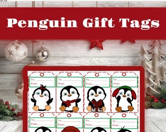 Printable Christmas Gift Tags Printable Holiday Gift Tags Penguins and ...