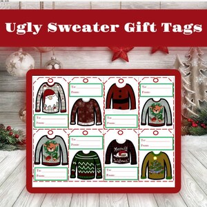 Ugly Christmas Sweater Printable Gift Tags - Etsy