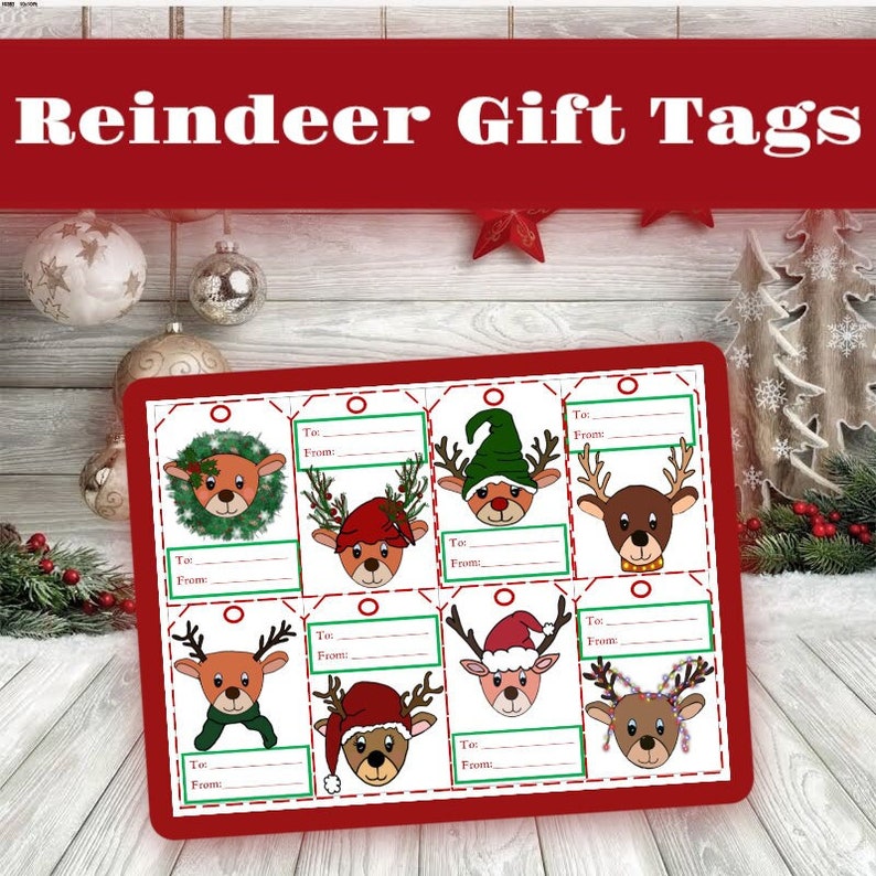 Reindeer Printable Christmas Gift Tags - Etsy