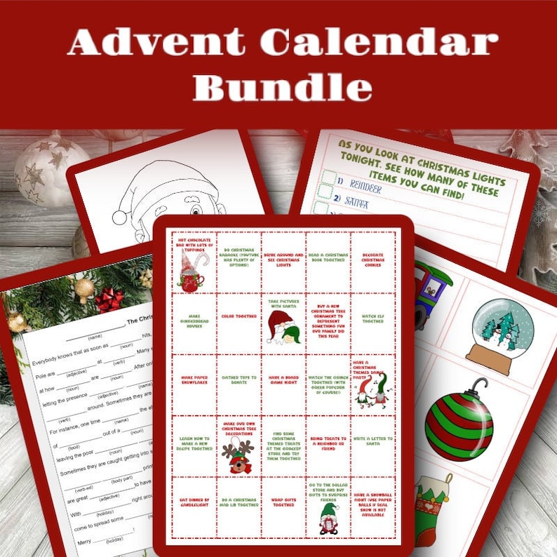 Advent Calendar ACTIVITIES Bundle. Printable for Kids. - Etsy