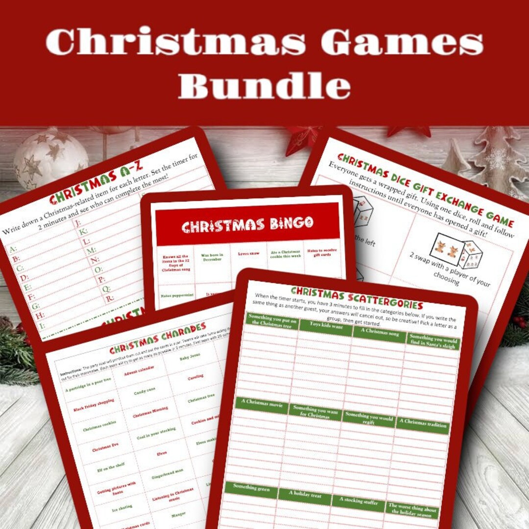 Christmas Party Games Bundle for Kids. Scattergories. Charades. Bingo ...