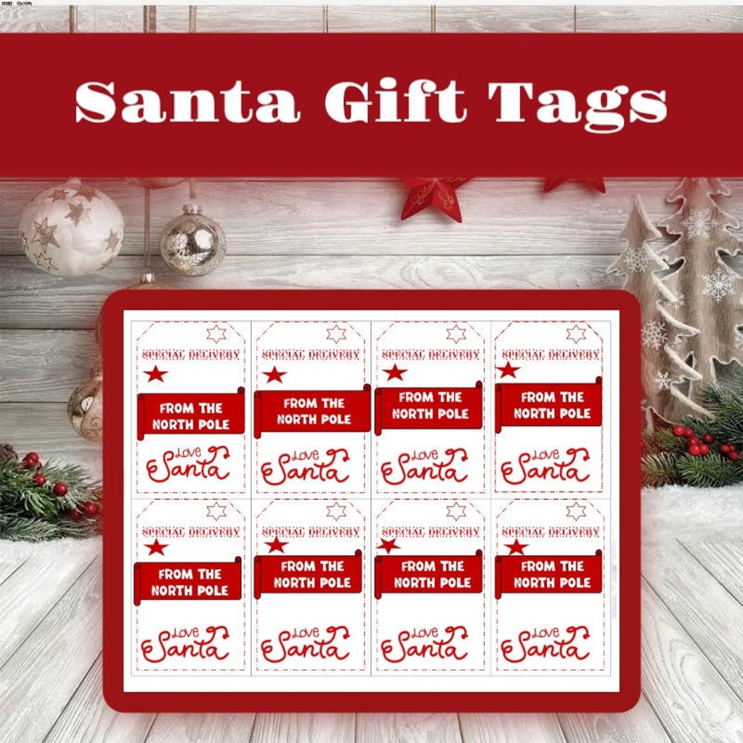 Santa Printable Christmas Gift Tags - Etsy