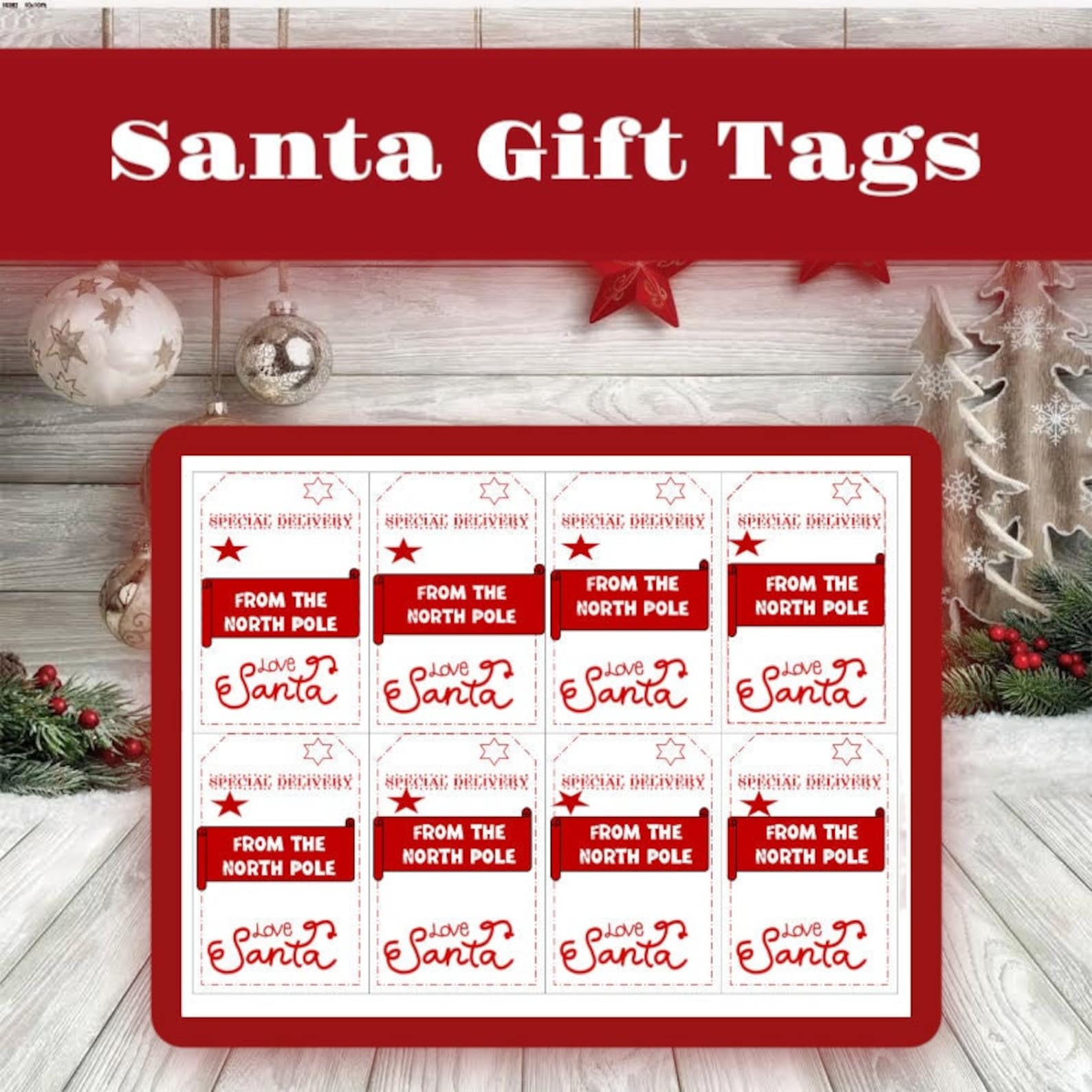 Santa Printable Christmas Gift Tags - Etsy