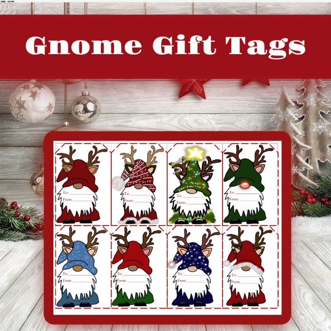 Gnome Printable Christmas Gift Tags - Etsy