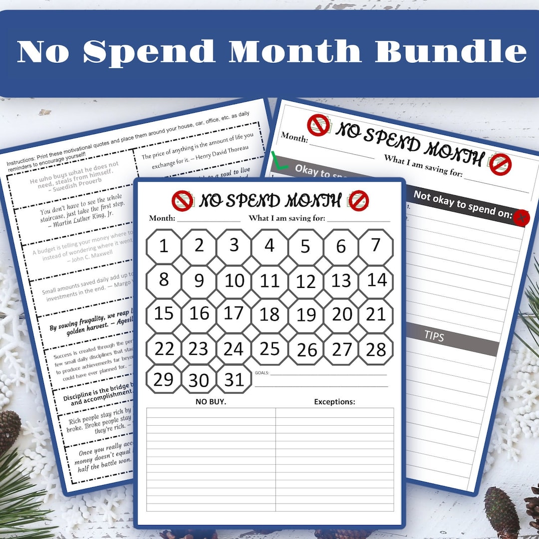 No Spend Challenge Printable Bundle. for Your New Years Resolution to ...