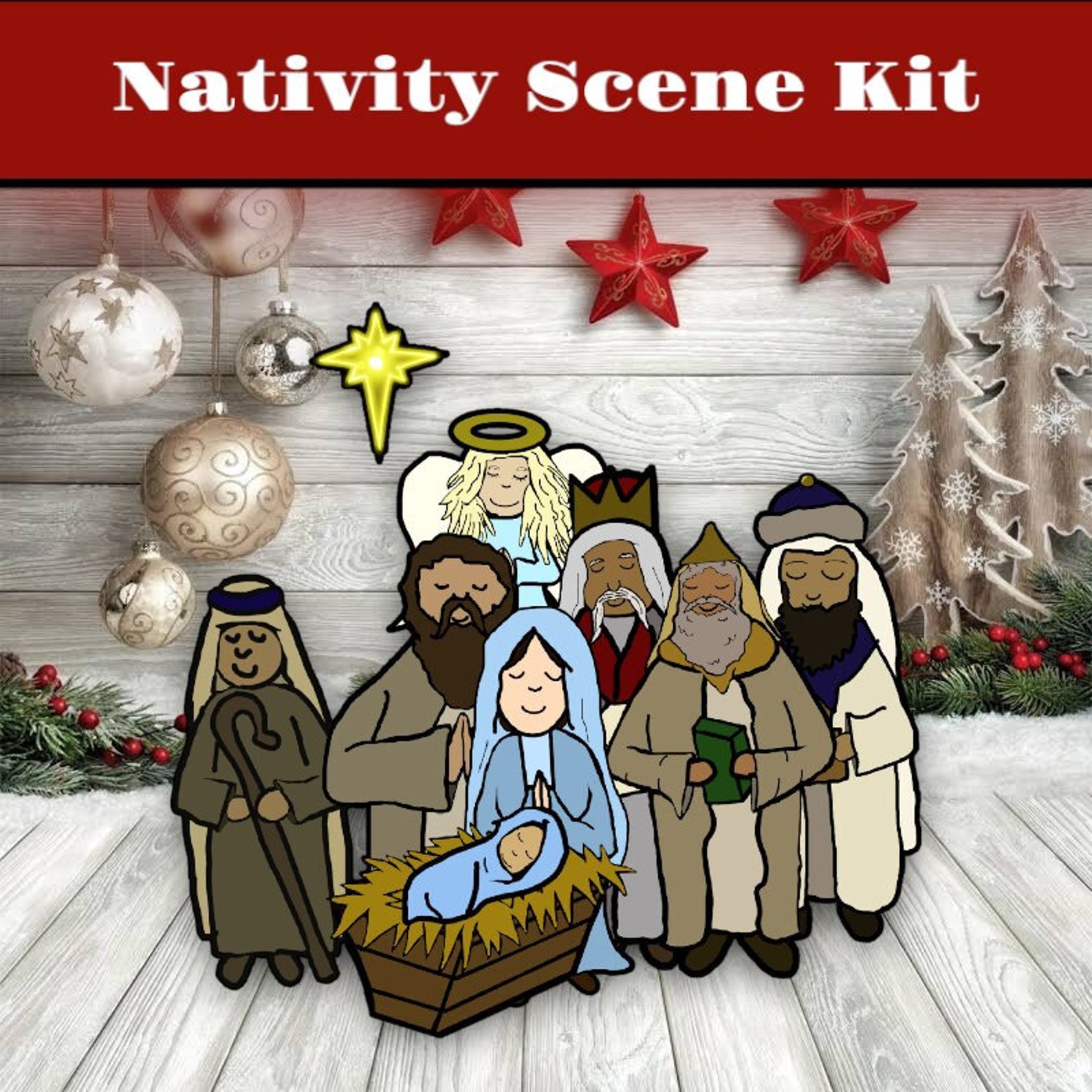 Printable Nativity Scene. for Kids, Classrooms, or Sunday Schools ...