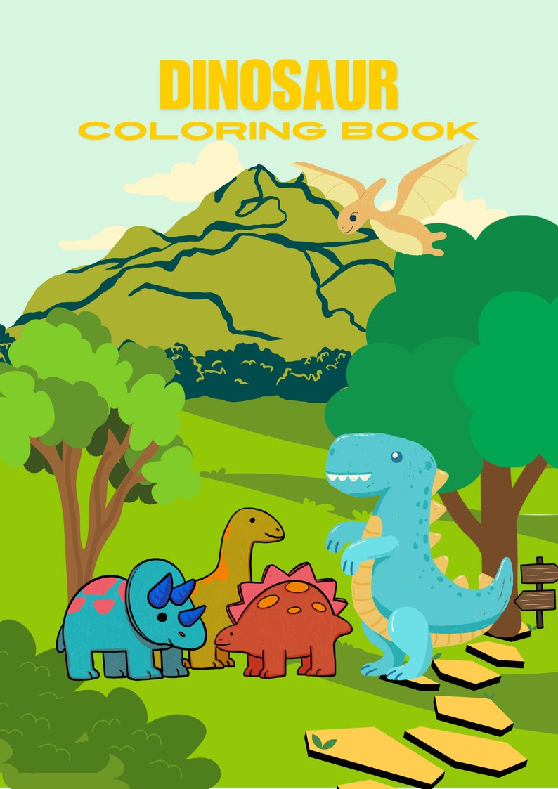 Dinosaur Coloring Book - Etsy