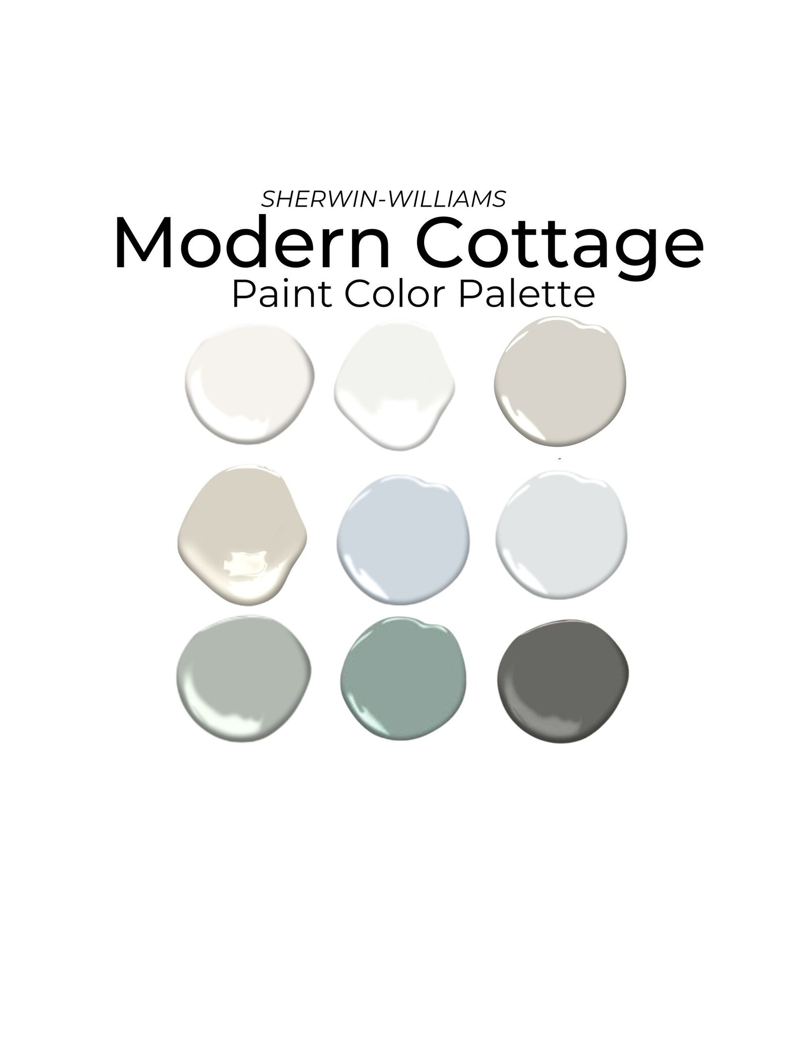 Sherwin Williams Modern Cottage Color Paint Palette, Whole House Paint ...