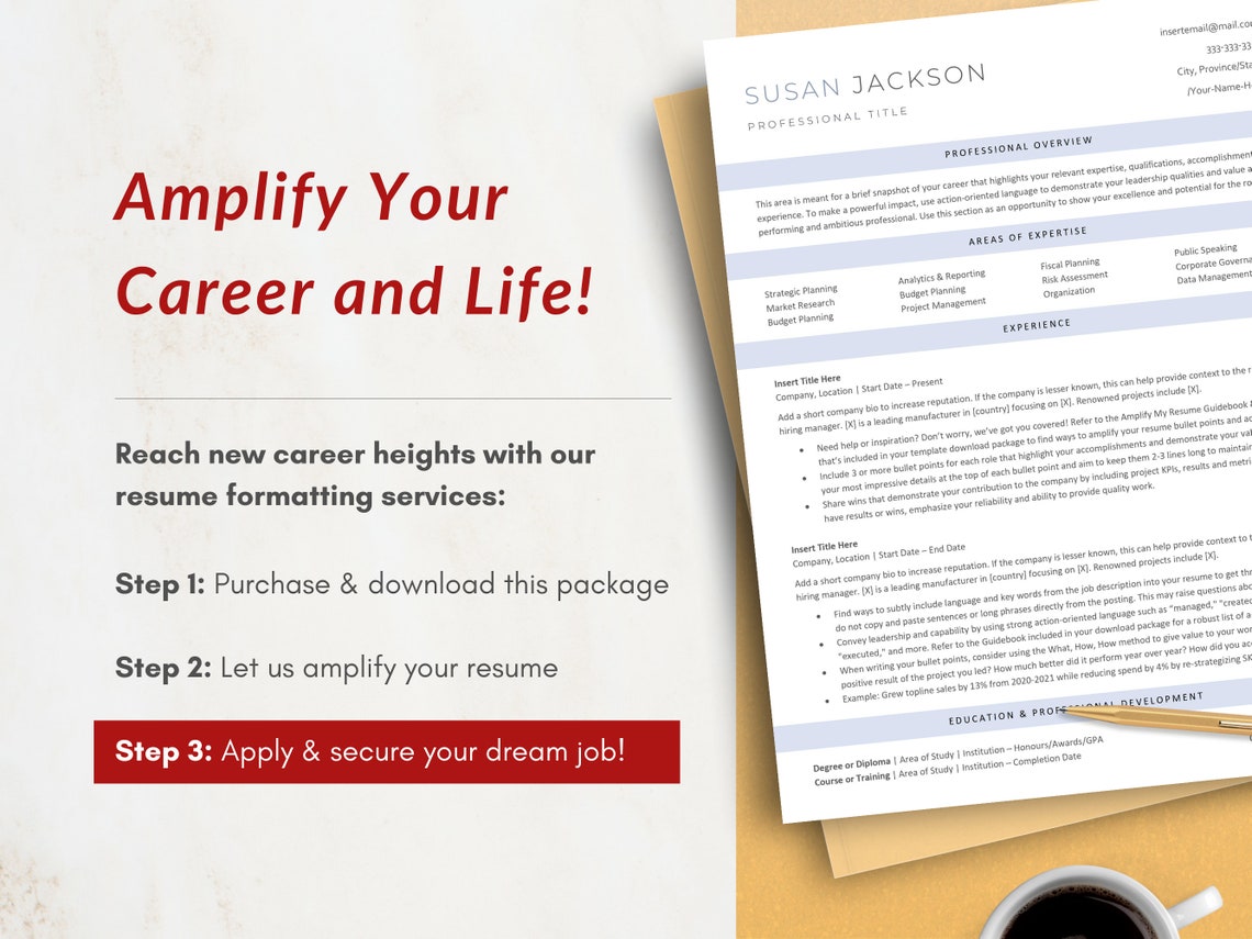Resume Help Resume Formatting CV Template 1 Page CV - Etsy