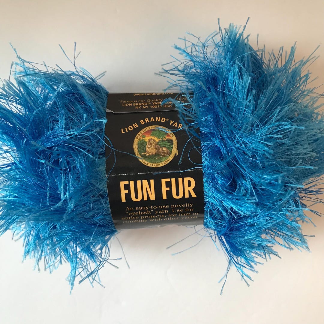 Bright Blue Fun Fur Yarn, Lion Brand Yarn, Lion Brand Eyelash Yarn ...