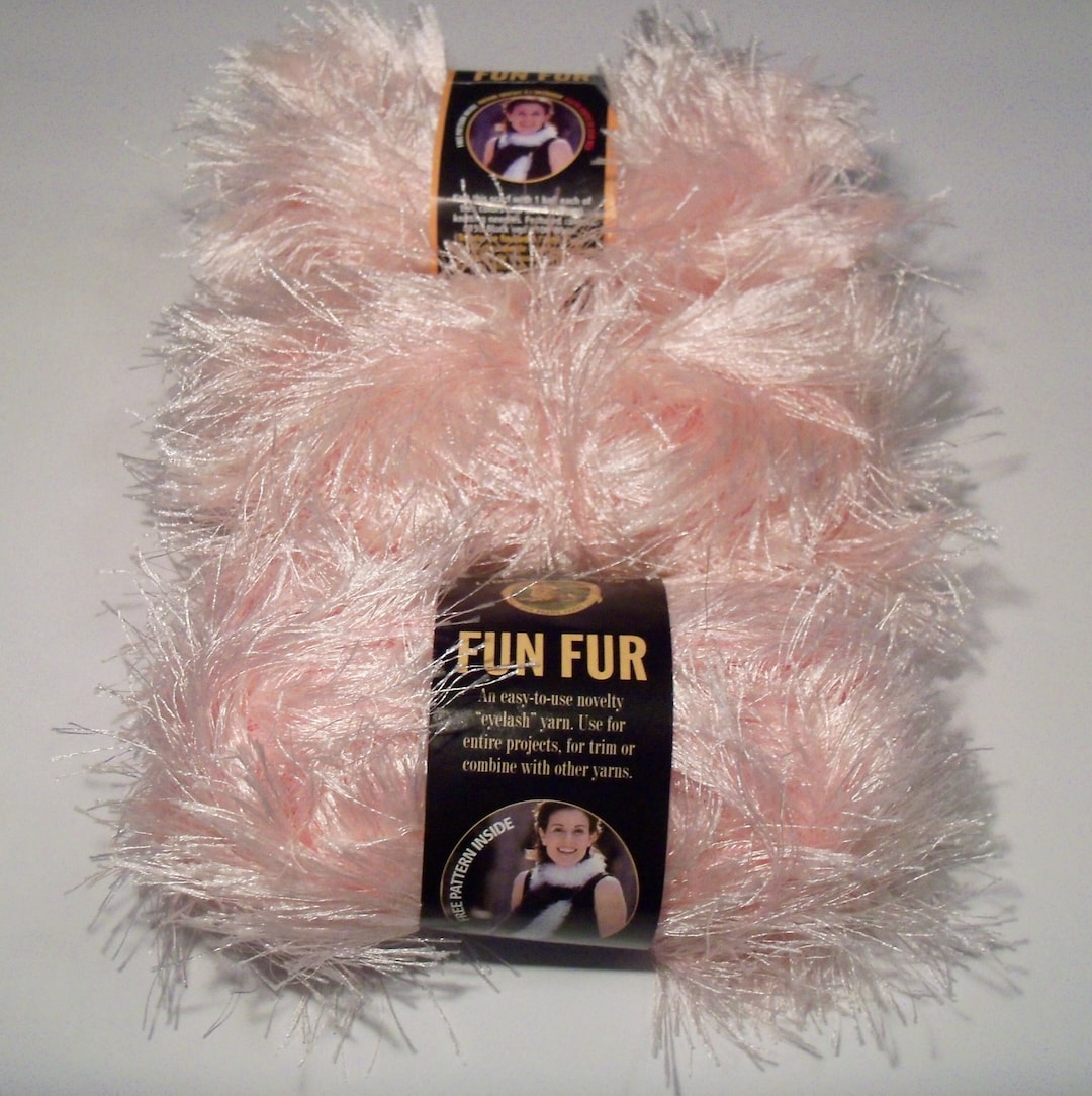 Three Fun Fur Yarn, Pink Lion Brand Fun Fur, Lion Brand Eyelash Yarn ...