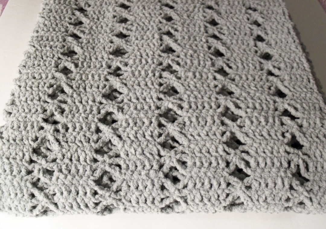 Crochet Very Soft Velvety-feel Gray Afghan, Handmade Blanket, Artisan ...