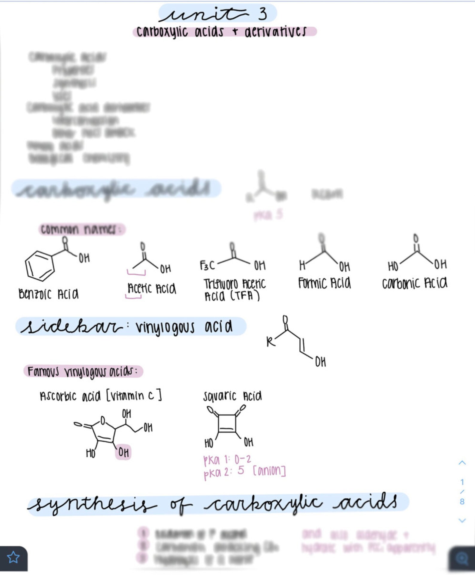 Organic Chemistry Notes: Carboxylic Acids - Etsy