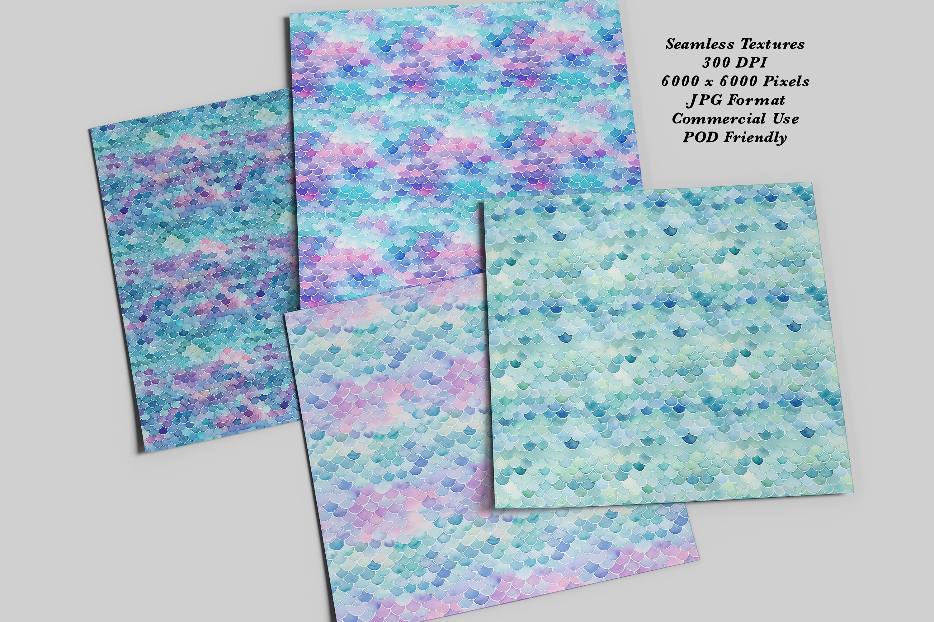 Seamless Mermaid Scales Patterns Textures Background Digital - Etsy