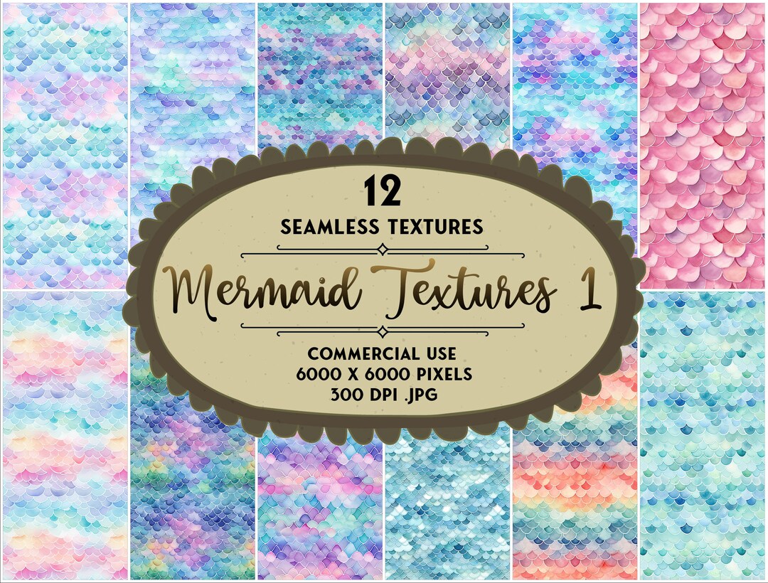 Seamless Mermaid Scales Patterns Textures Background Digital - Etsy