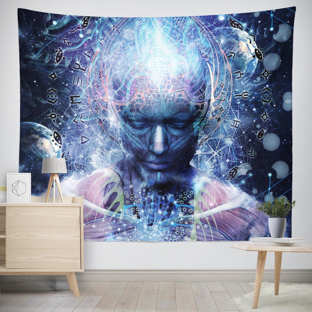 Silence Seekers Trippy Psy Art Aesthetic Wall Tapestry Spiritual ...