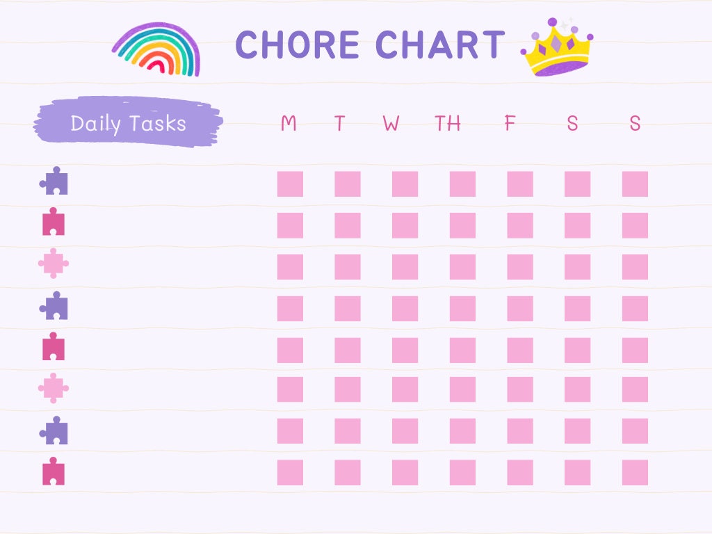 Kids Daily Responsibilities Chart, Printable Daily Routine, Chore Chart ...