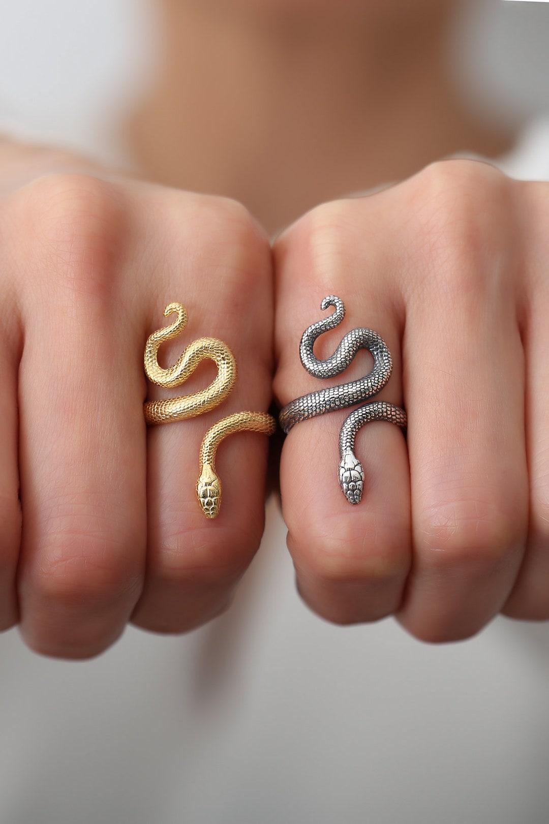 Snake Ring for Women,gothic Adjustable Ring,long Snake Ring, Silver Rings - Etsy