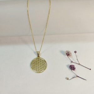 14K Solid Gold Flower of Life Necklace, Gold Necklace for Women, Sacred ...