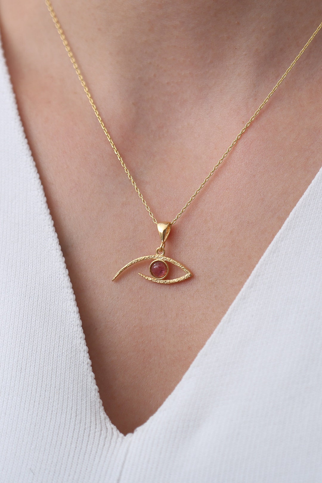 Eye of Horus Necklace With Brown Tourmaline Stone, Valentine's Day Gift ...