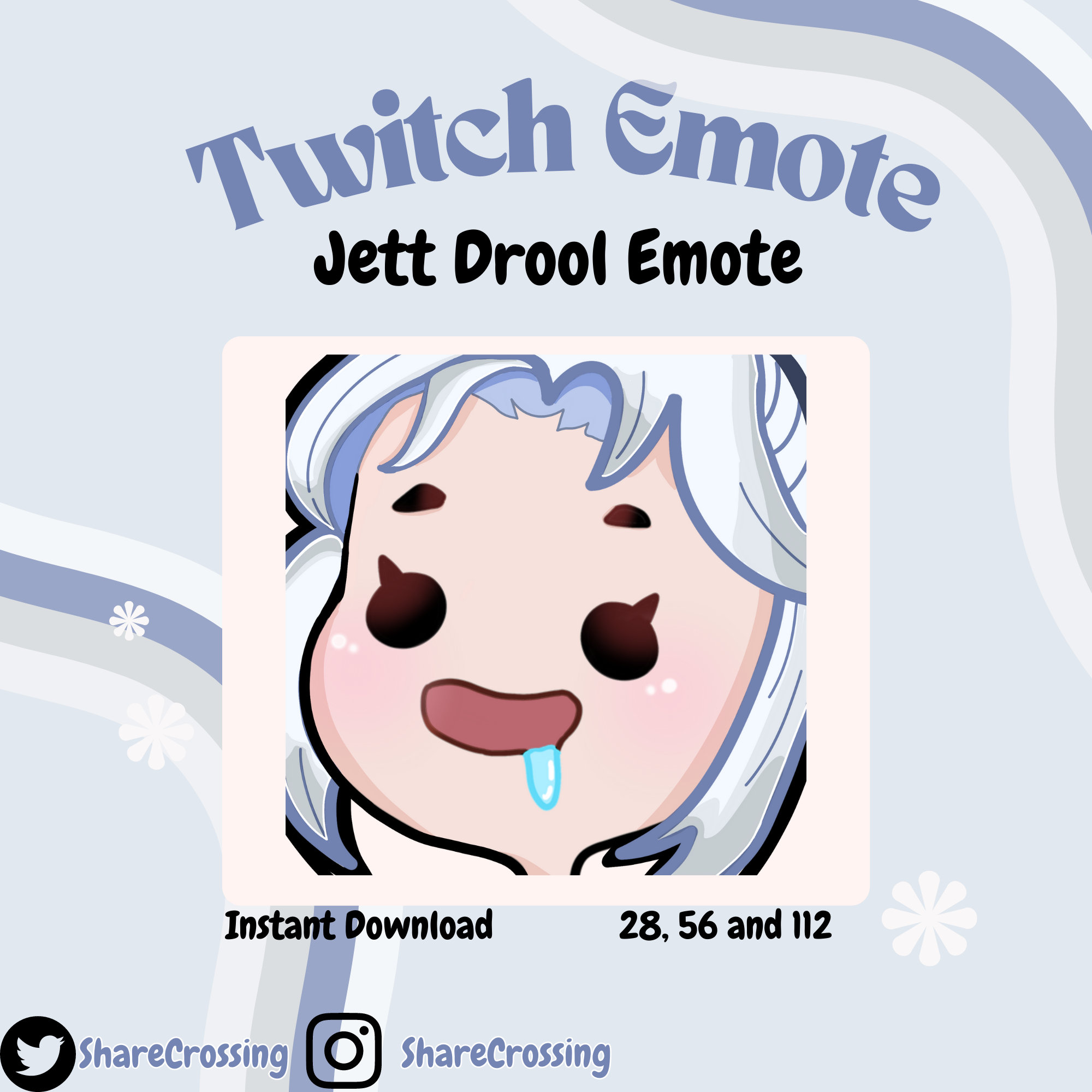 Jett Drool Emote L Valorant Emotes L Twitch and Discord Emotes L Cute ...