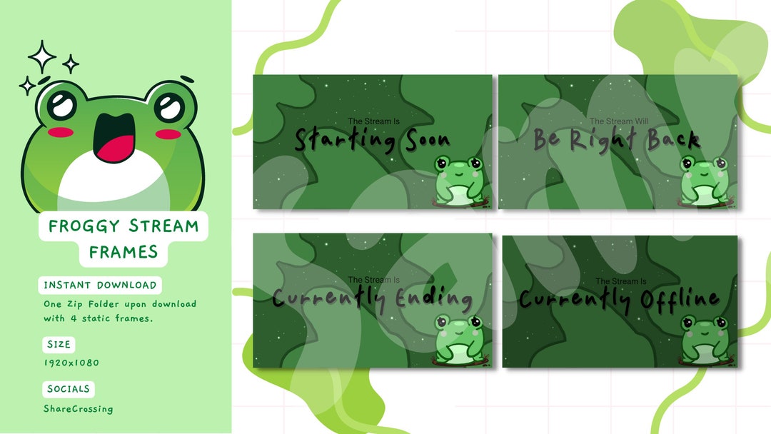 Froggy Stream Overlay L Static Frames L Twitch, Youtube, Etc. L Cute ...